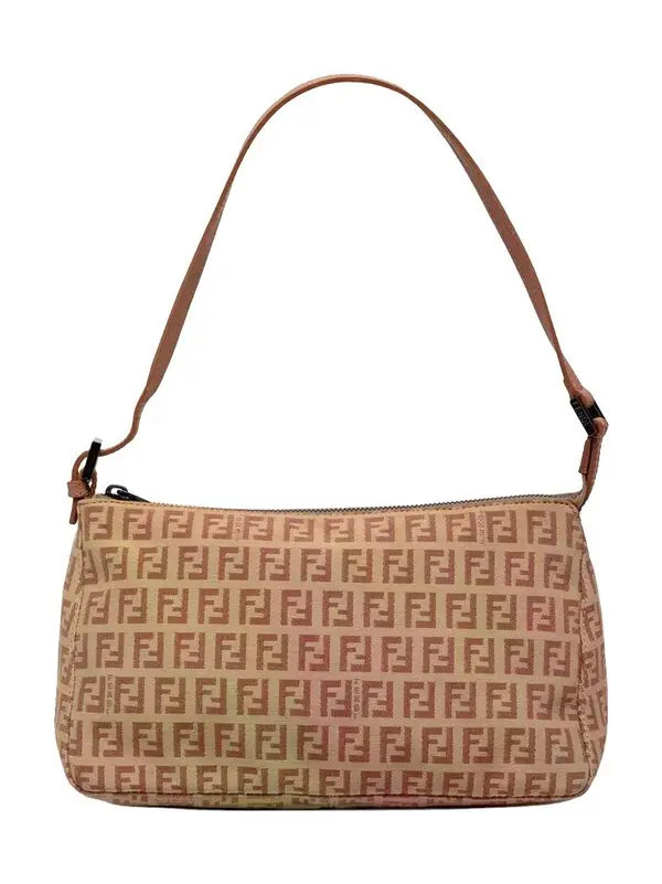 Fendi Zucchino Canvas Pochette Shoulder Bag - Neutrals