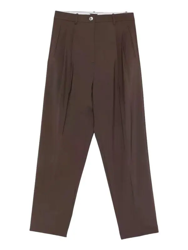 ALYSI Pleated-front Tailored Trousers - Brown