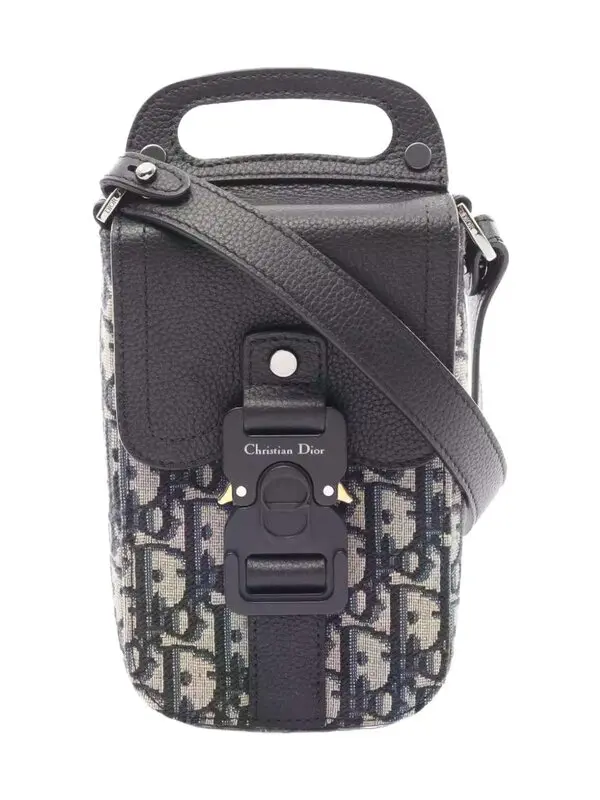 Dior Oblique Canvas Saddle Vertical Pouch Satchel - Neutrals