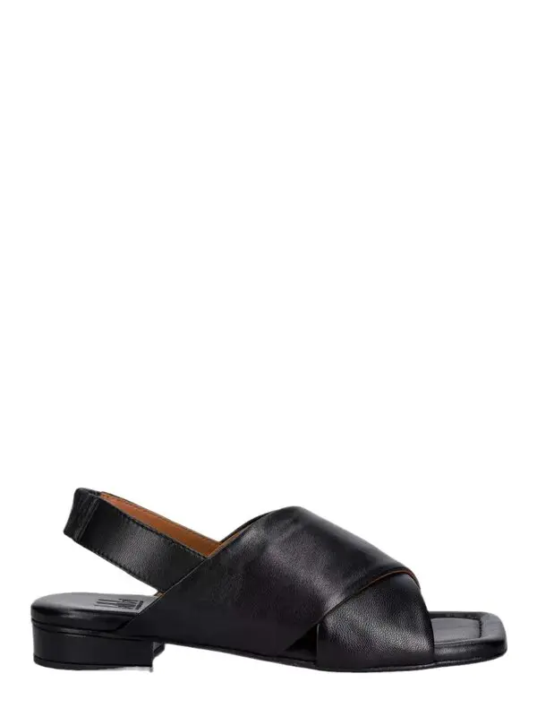BILLI BI Leather Criss-cross Slingback Sandals - Black
