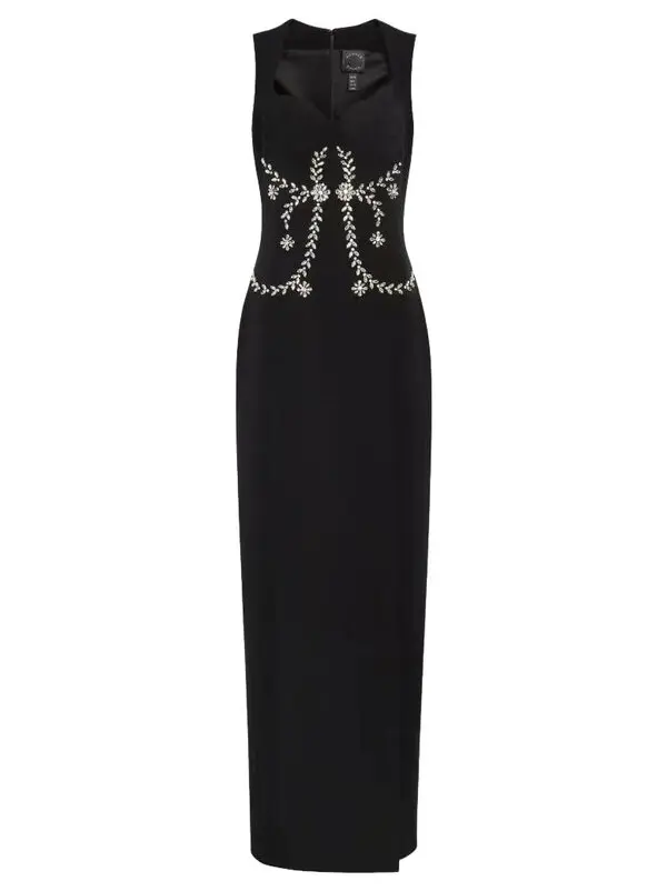 Huishan Zhang Crystal-embellished Sweetheart-neck Maxi Dress - Black