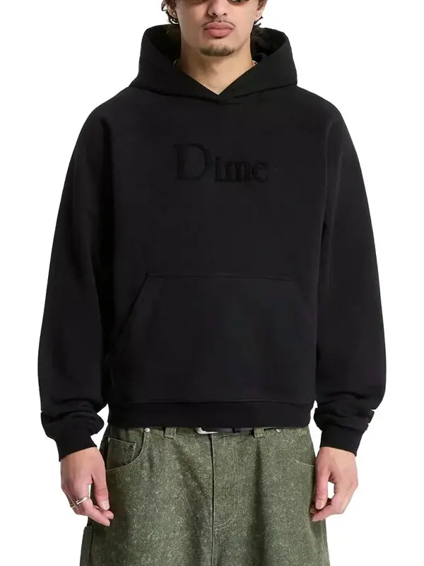 DIME Logo Embroidered Raglan Hoodie - Black