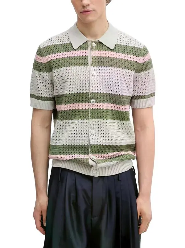 Marc O'polo Striped Pointelle-knit Shirt - Grey