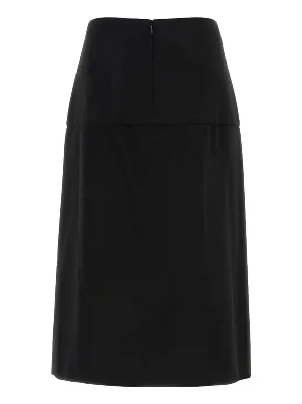 JIL SANDER Midi Skirt With Front Slit Detail - Black