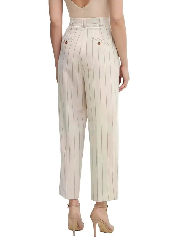 BENETTON Pinstriped Pleated Trousers - Neutrals