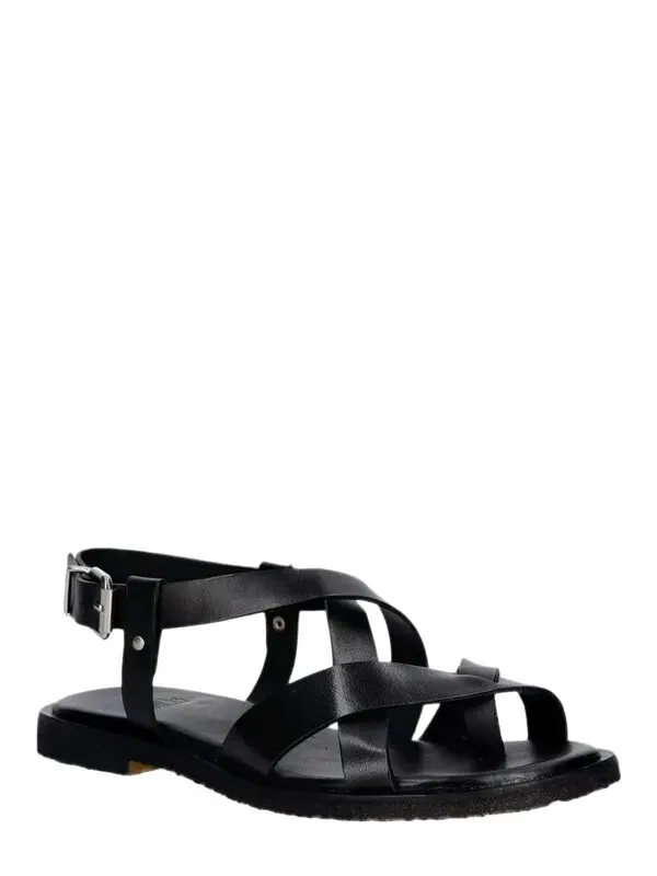 BILLI BI Crossover Strap Flat Sandals - Black