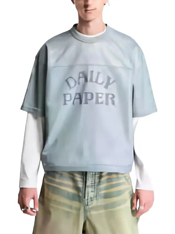 DAILY PAPER Logo-print Mesh T-shirt - Blue