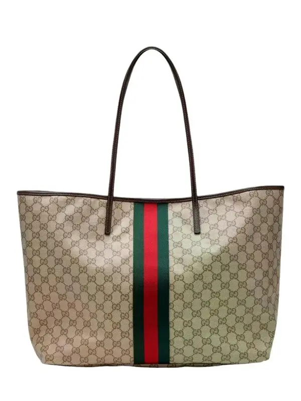 Gucci Large Tribeca Gg Web-stripe Tote Bag - Neutrals