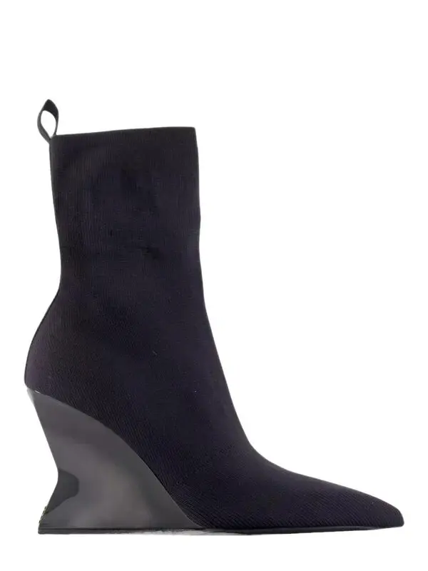 Balmain Knitted Wedge Ankle Boots - Black