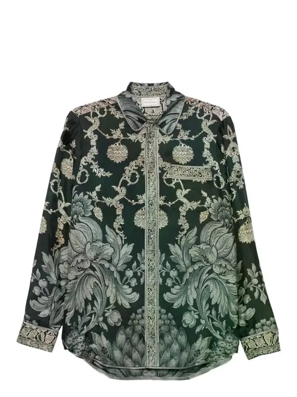 PIERRE-LOUIS MASCIA Floral Print Silk Shirt - Black
