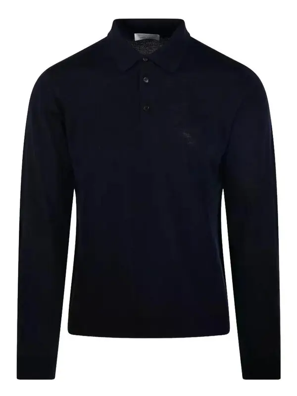 ROBERTO COLLINA Long-sleeve Polo Sweater - Blue