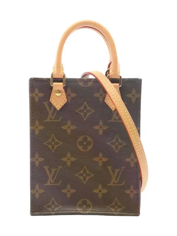 LOUIS VUITTON Petit Sac Plat Monogram Tote Bag - Brown