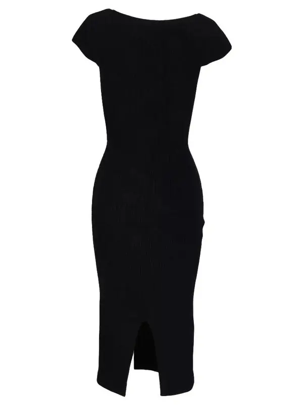 Khaite Allegra Sweetheart Neck Ribbed Knit Dress - Black