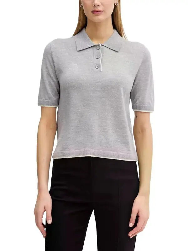 BENETTON Short-sleeve Knit Polo Shirt - Grey