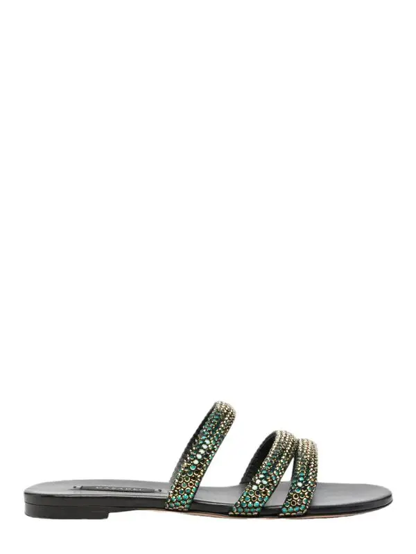Casadei Crystal Embellished Triple-strap Flat Sandals - Blue