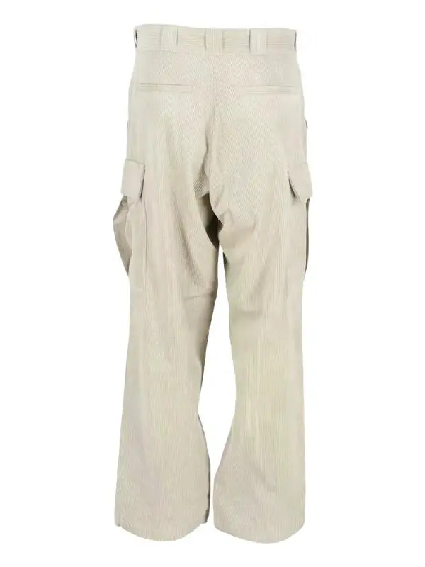 Prada Corduroy Wide Leg Cargo Trousers - Neutrals
