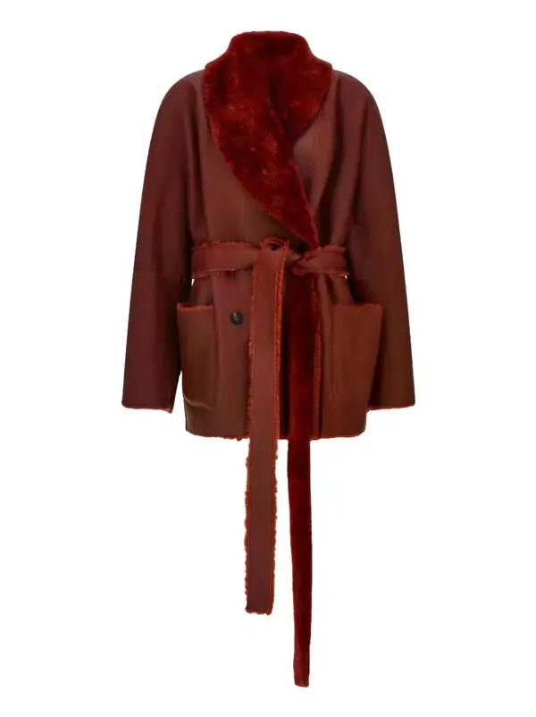 FERRAGAMO Reversible Shearling Jacket - Red