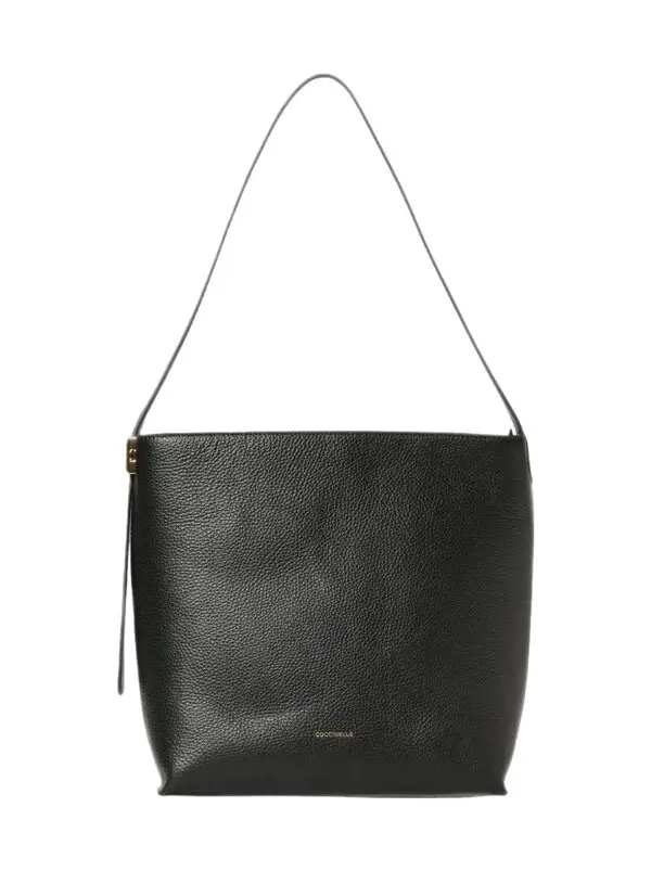 COCCINELLE C-me Lock Grained Leather Shoulder Bag - Black