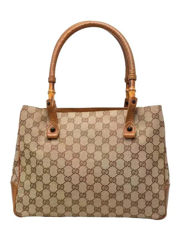 Gucci Gg Canvas Bamboo Tote Bag - Neutrals