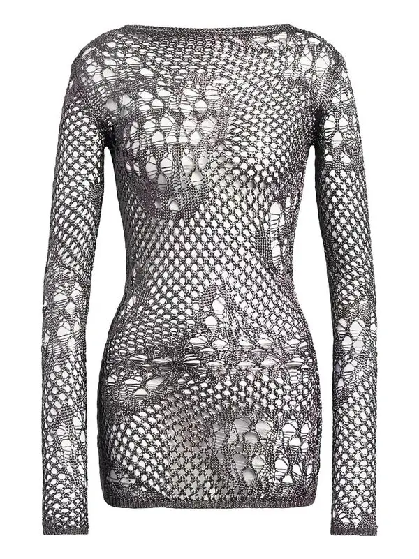 DONDUP Distressed Open-knit Mini Dress - Grey