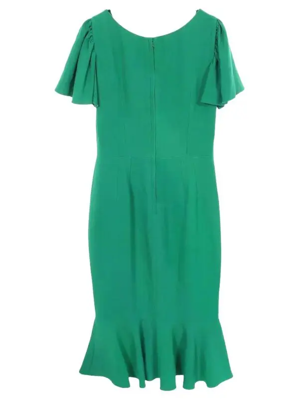 Dolce & Gabbana Short Sleeve Ruffled Hem Dress - Green