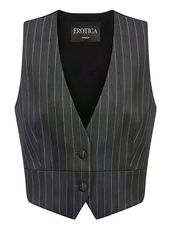 DONDUP Pinstripe Pattern V-neck Waistcoat - Grey