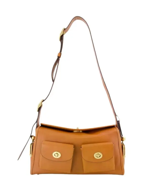 COACH Turnlock Haversack Leather Shoulder Bag - Brown