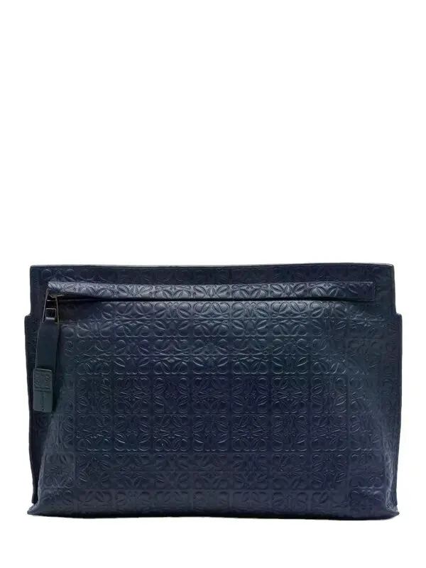 Loewe Embossed Anagram Leather Clutch Bag - Blue