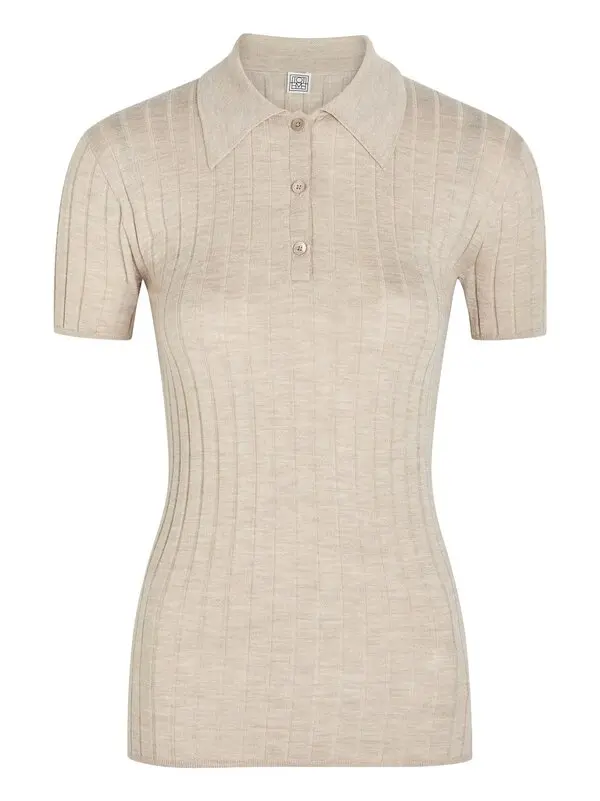 TOTEME Ribbed Cashmere-blend Polo Top - Light Brown
