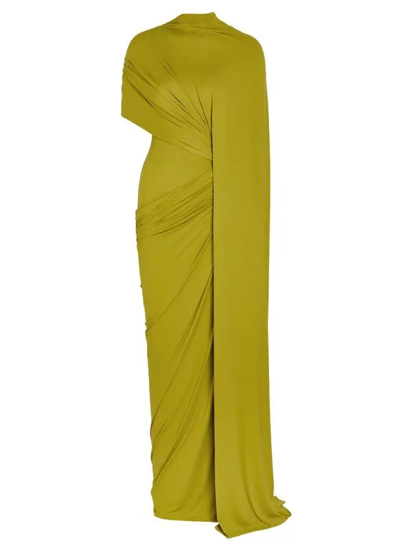 DEME Daphne Draped Stretch-jersey Gown - Olive