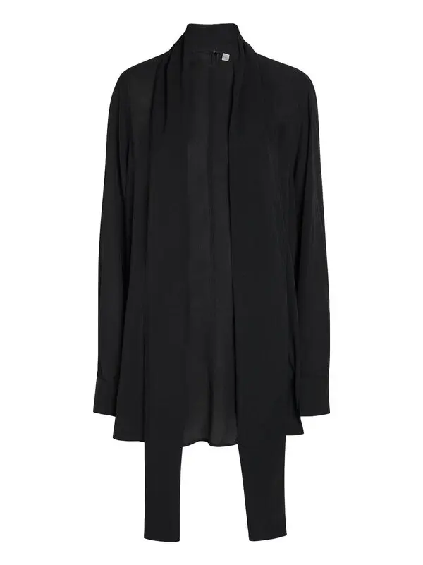 TOTEME Draped Scarf Woven Blouse - Black