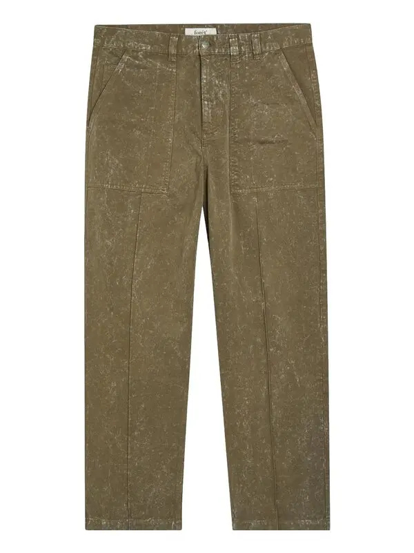 FORET Searcher Straight-leg Cotton Trousers - Olive