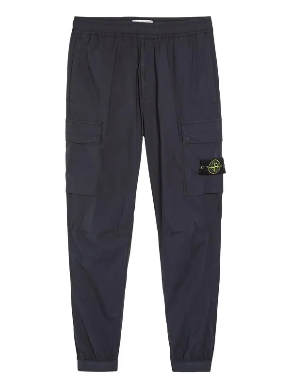 Stone Island Logo Stretch-cotton Cargo Trousers - Navy