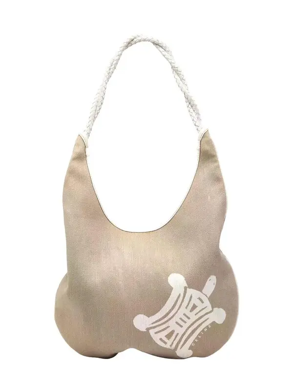 Celine Canvas Turtle Hobo Bag - White