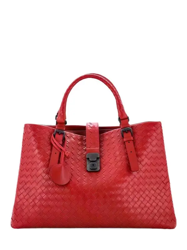 Bottega Veneta Roma Bag Intrecciato Nappa Medium Tote Bag - Red