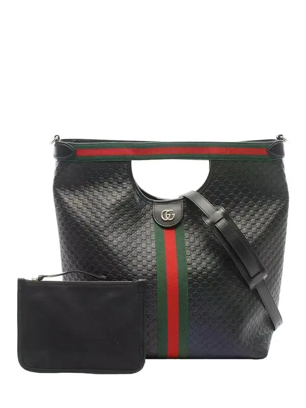 Gucci Microssima Web Giglio Satchel - Black