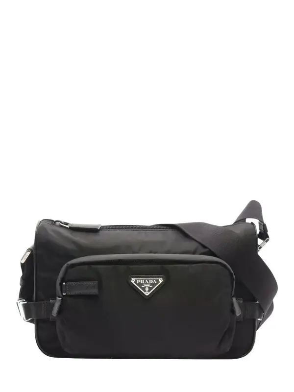 Prada Medium Saffiano Trimmed Re Nylon Crossbody Bag - Black