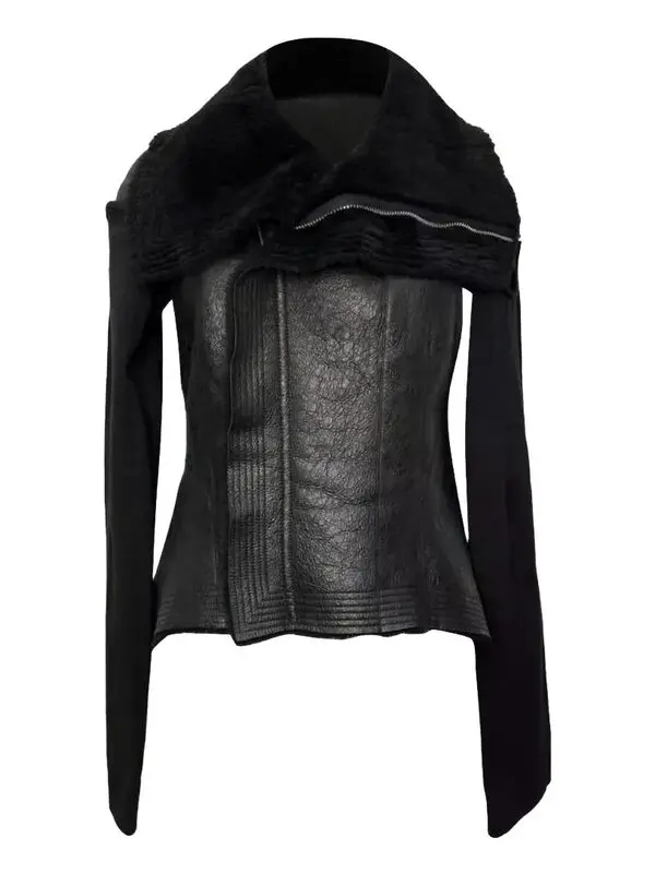 Rick Owens Naska Asymmetric Shearling Jacket - Black