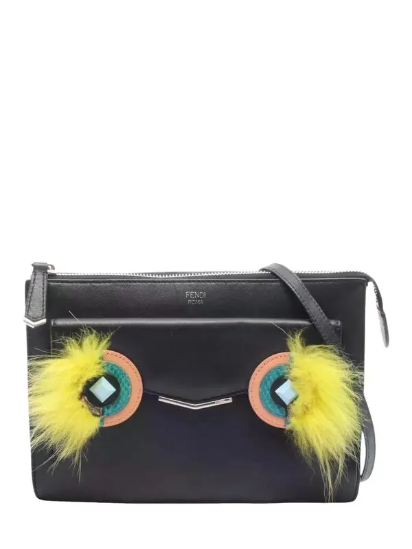 Fendi Leather Shoulder Bag With Embellishments - Black