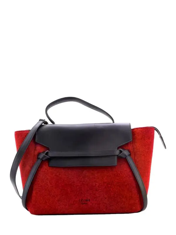 Celine Belt Bag Felt And Leather Mini Satchel - Red