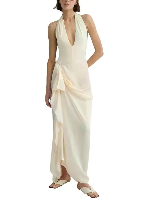 Bondi Born Ardea Draped Maxi Skirt In Pearl White - Neutrals