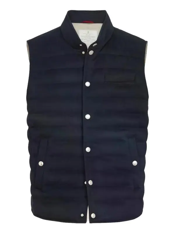 Brunello Cucinelli Lightweight Cashmere Flannel Down Vest - Grey