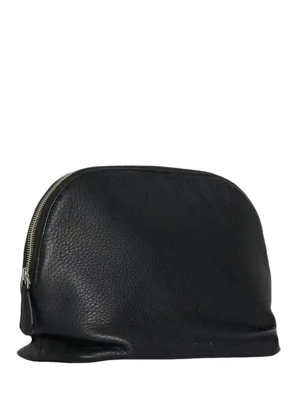 THE ROW Agnes Pouch In Pebbled Calfskin Leather - Black