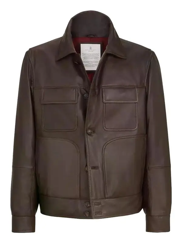 Brunello Cucinelli Nappa Leather Thermore® Padded Outerwear Jacket - Brown