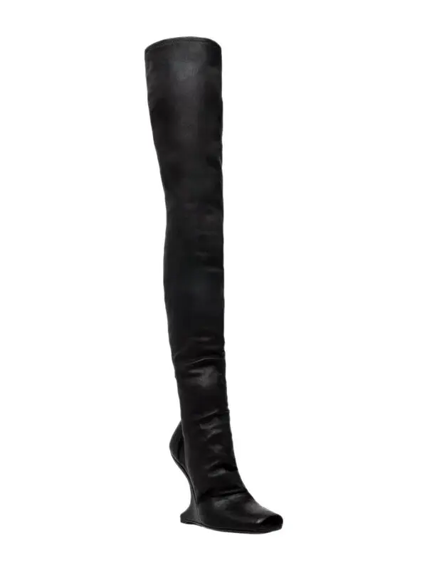 Rick Owens Thigh-high Sculptural Heel Open-toe Boots - Black