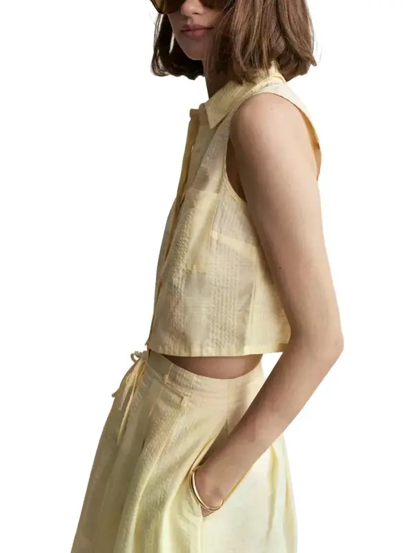 HEVRON Katja Plaid-pattern Sleeveless Shirt - Yellow