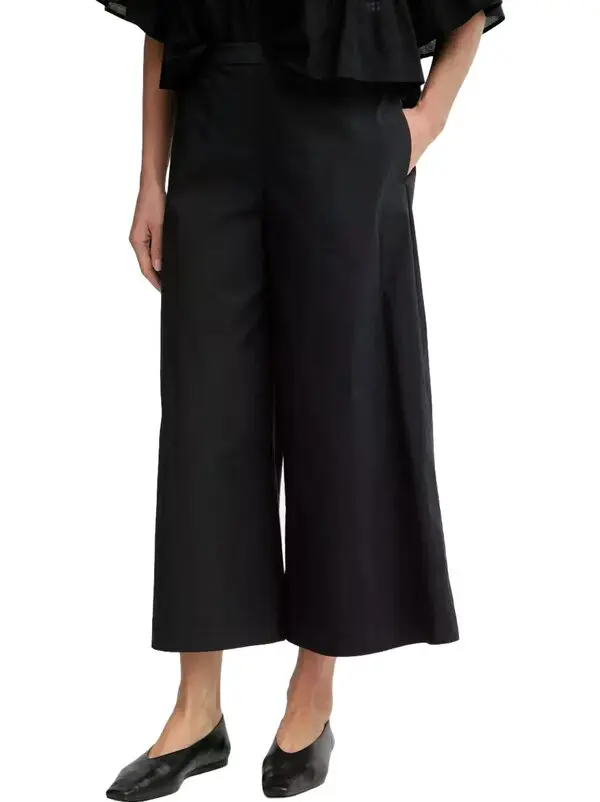 Marc O'polo Cropped Wide-leg Trousers - Black
