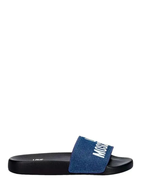 Moschino Logo-print Denim Slides - Blue