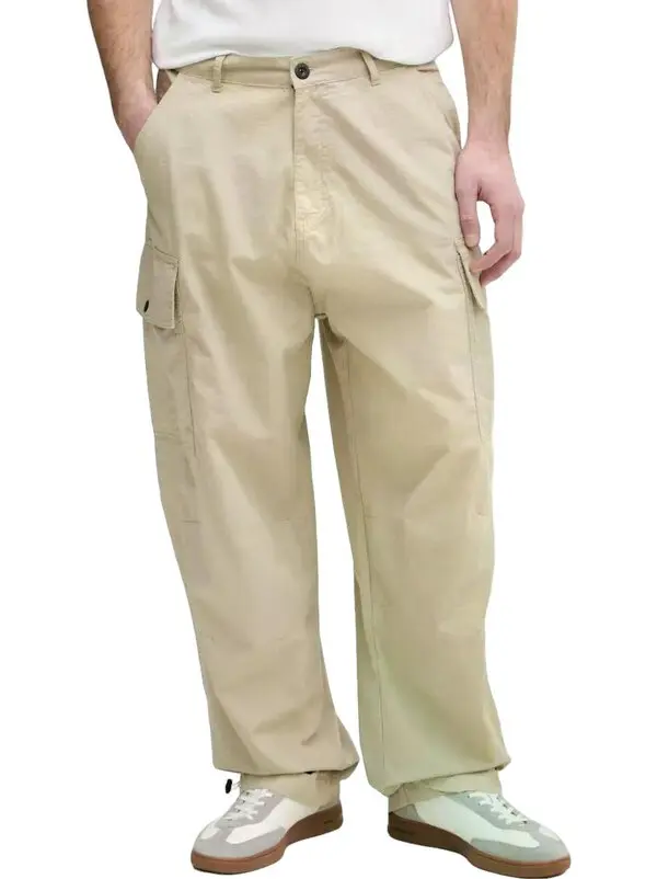 Alpha Industries Textured Drawstring Hem Wide-leg Trousers - Neutrals