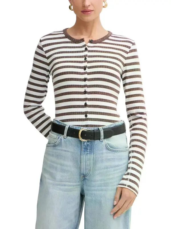 Rag & Bone Striped Ribbed-knit Cardigan - Brown